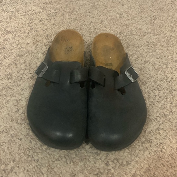 Birkenstock | Shoes | Birkenstock Black Birk Leather Boston Clog Slip ...